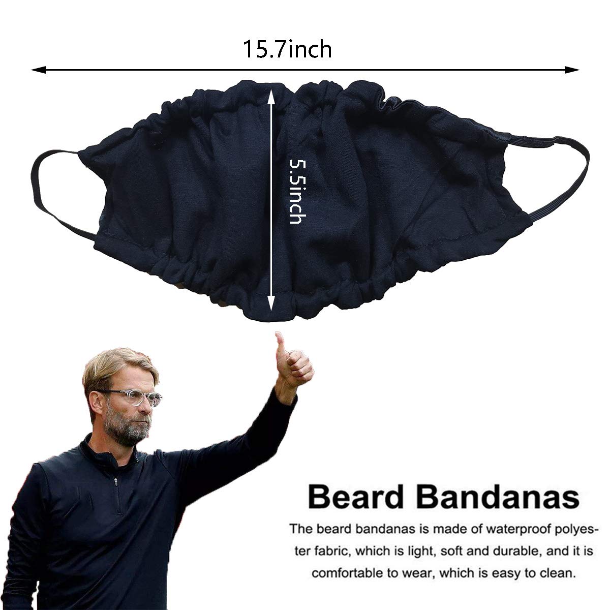 4 Pcs Beard Bandana, Silk Beard Covers for Men, Mens Bedtime Bib Adjustable Double Layer Facial Beard Apron Guard Bonnet Rag Beard Guard Cover, Beard Gains (Black)