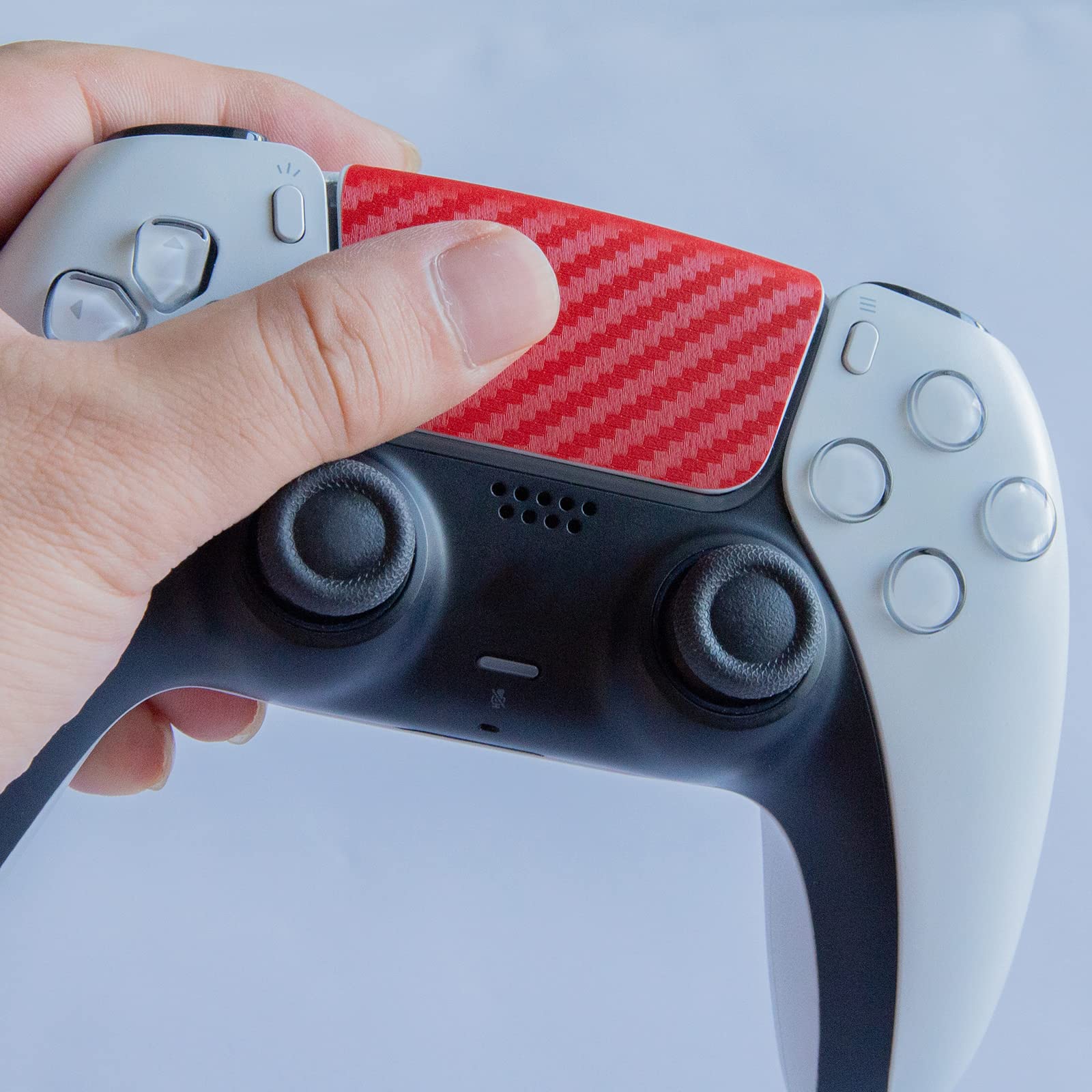 2Pcs of Hotline Games Touchpad Protector Compatible with PS5 Controller, Enhanced Texture Skin Compatible with Playstation 5 Dualsense, Pre-Cut,Easy to Apply,Easily Add Protection (Carbon Red)