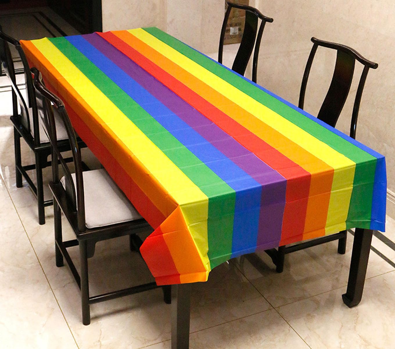 RCFFDL Pride Rainbow Tablecloth, 2 Pack Disposable Table Covers, 54" x 108" Plastic Table Cloth for Rectangle Tables for Wedding, Party, Banquet, Burgunday