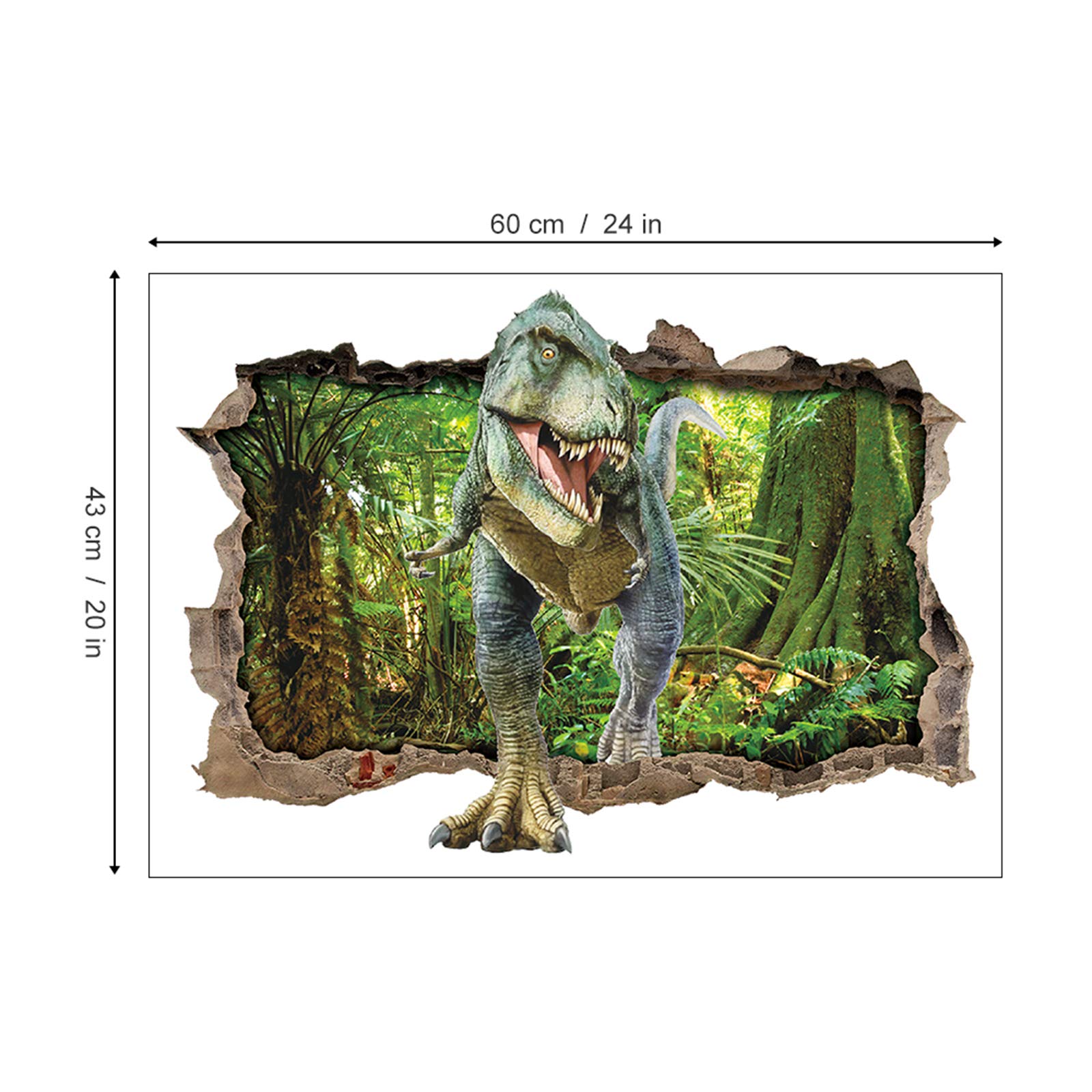 ufengke Dinosaur Forest Wall Stickers 3D Smashed Wall Decals Art Decor for Boys Kids Bedroom Nursery DIY