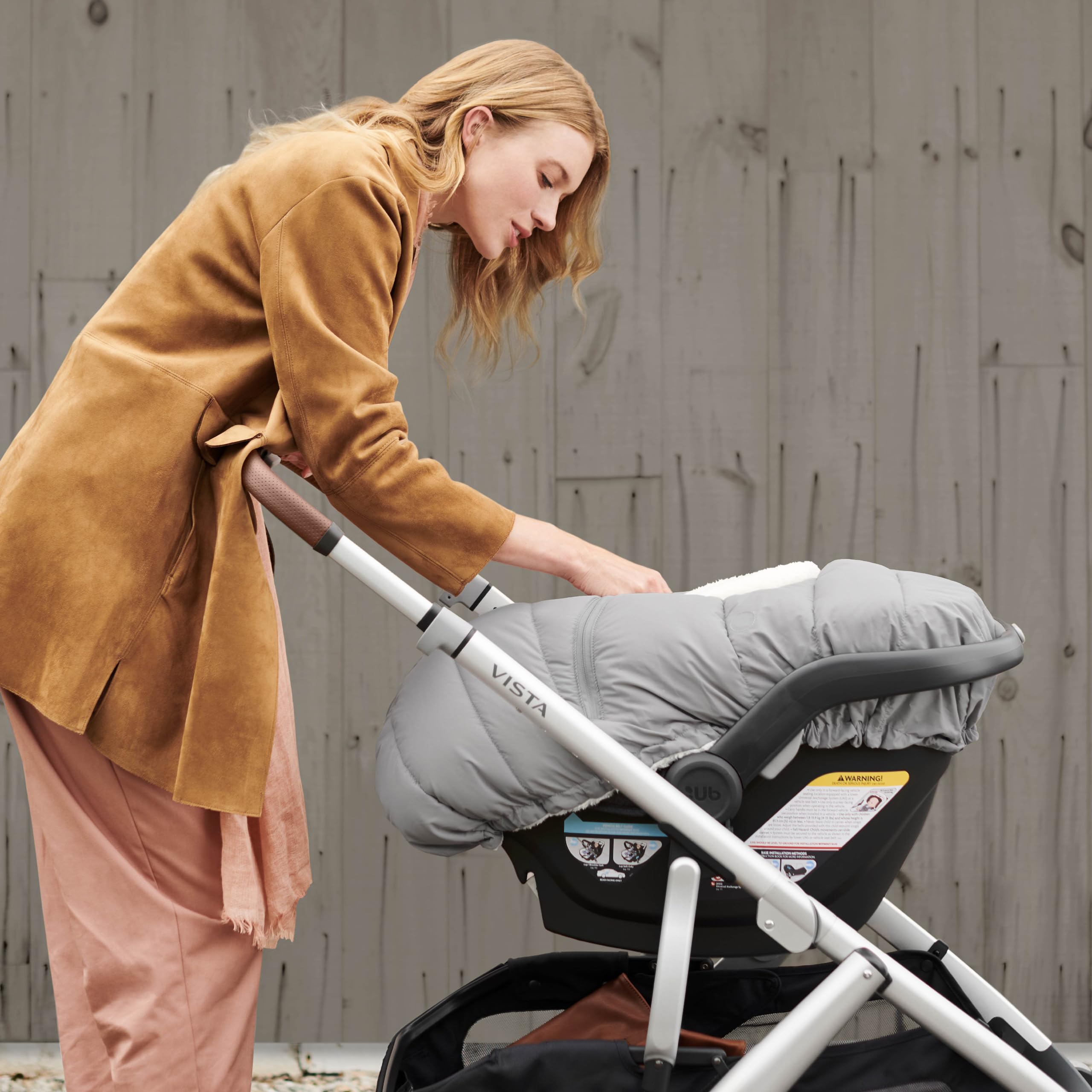 UPPAbaby CozyGanoosh for Aria and Mesa Infant Car Seat Carriers/Easily Attaches to Aria, Mesa, Mesa V2, Mesa Max/Ultra-Plush, Weather-Proof/Light Grey