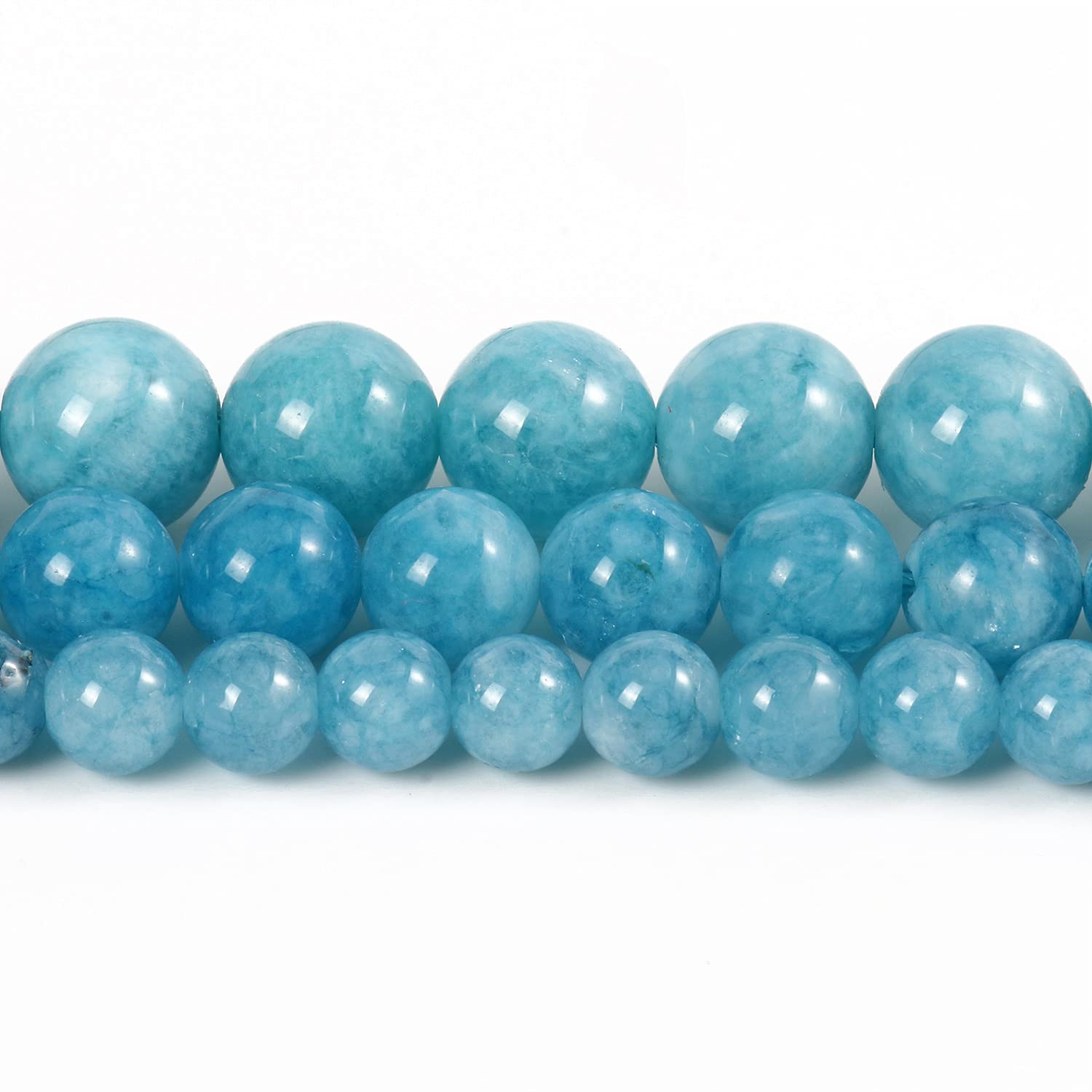 45pcs 8mm Natural Stone Beads Blue Chalcedony Beads Crystal Gemstone for Jewelry Making, DIY Bracelet Necklace