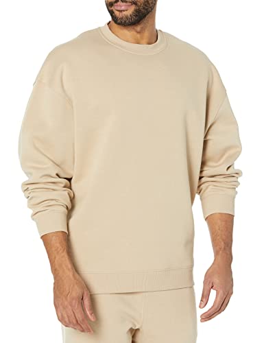Amazon Essentials Men's Oversized-Fit Crewneck Sweatshirt (Available in Big & Tall), Tan, Large