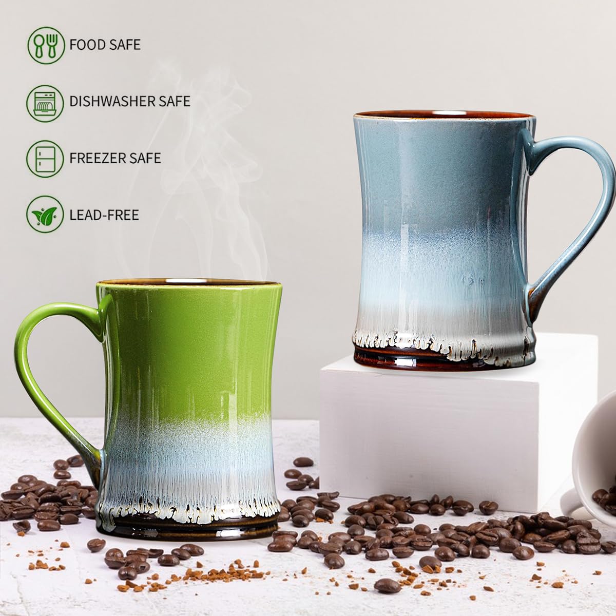 Coffee Mug,Coffee Cups Ceramic 18.5oz Kiln Glazed Large Coffee Mug Dishwasher and Microwave Safe Coffee Mug. (Blue)