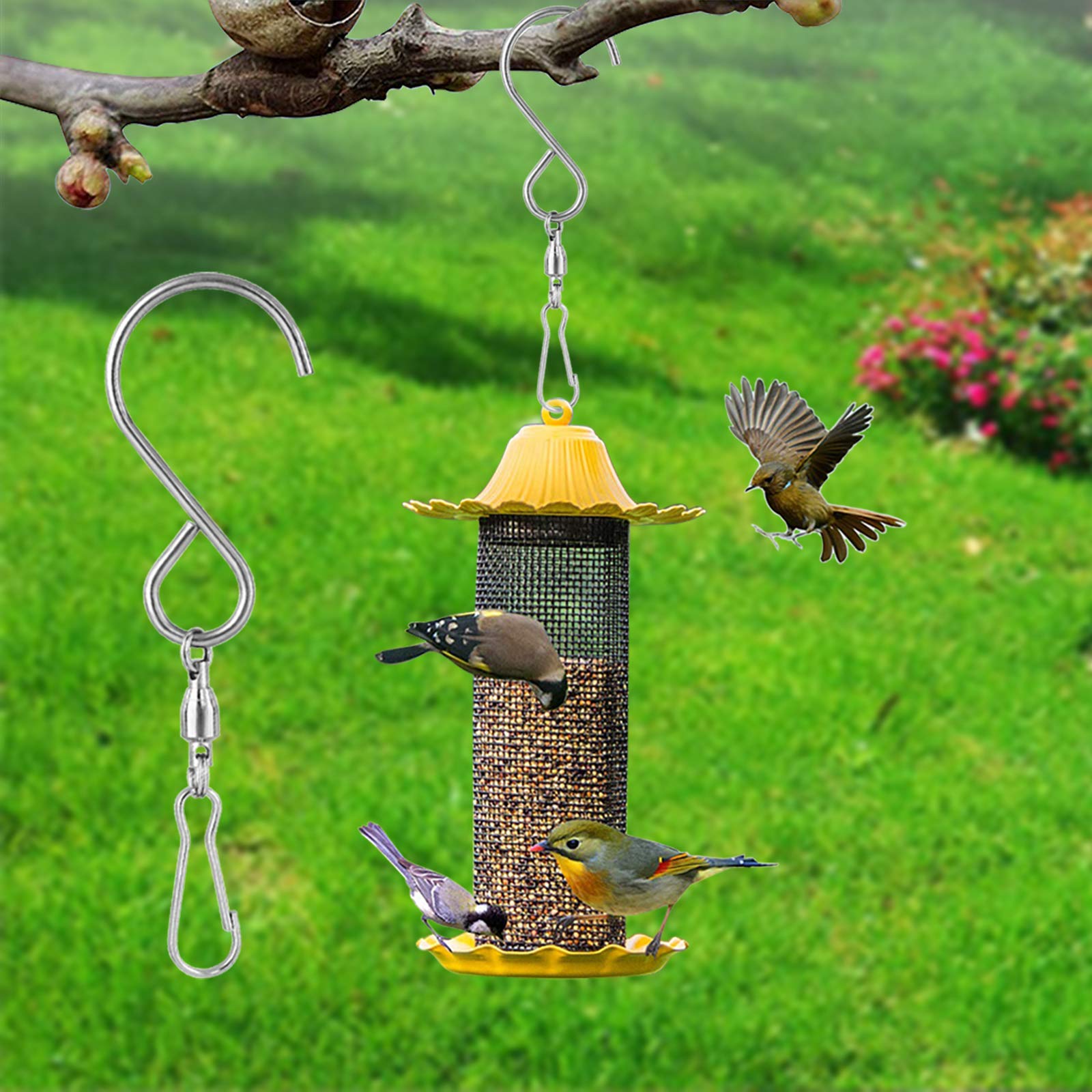 AMZSEVEN 8 Pack Swivel Hooks Clips for Hanging Wind Spinners, Wind Chimes, Bird Feeder, Crystal Twisters Party Supplies (Silver)