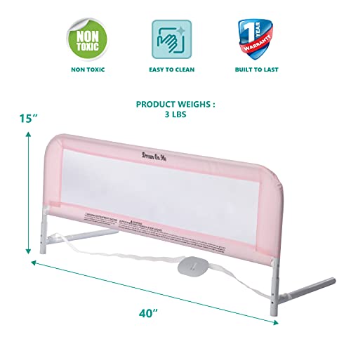 Dream On Me Adjustable Mesh Bed Rail in Pink, Two Height Levels, Breathable and Durable Fabric, Lightweight and Portable Bed Rail for Toddlers, Double Pack