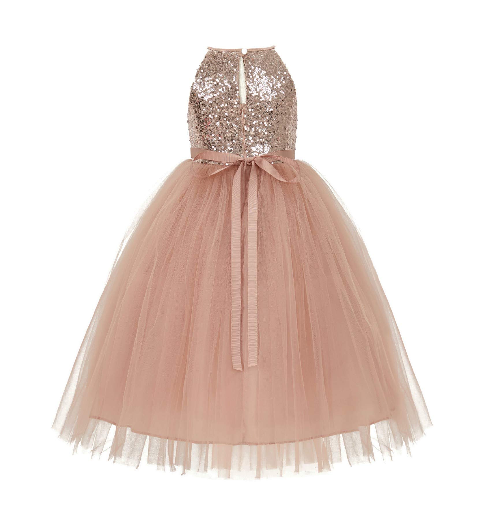 Sequin Halter Junior Flower Girl Dresses Pretty Princess Ballroom Dance 202 8