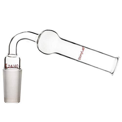 stonylab Glass 75 Degrees Drying Tube, Borosilicate Glass Bent Drying Tube Adapter with Inner 24/40 Standard Taper Joint for Organic Synthesis Chemistry Laboratory Lab Supply, Angled at 75 Degrees