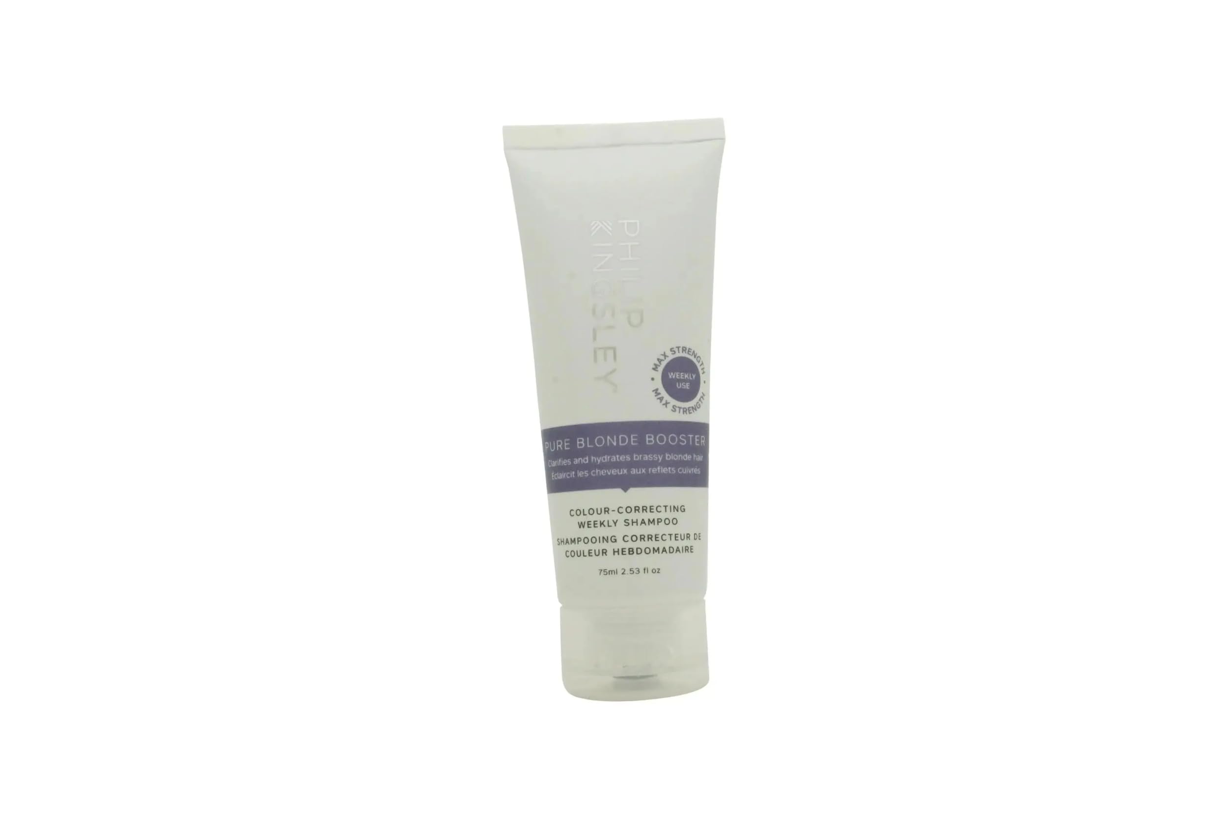 PHILIP KINGSLEY Pure Blonde Booster Color-Correcting Purple Shampoo for Blonde Silver Gray Brassy Colored Highlighted Bleached Hair Weekly Toner, 2.5 oz.