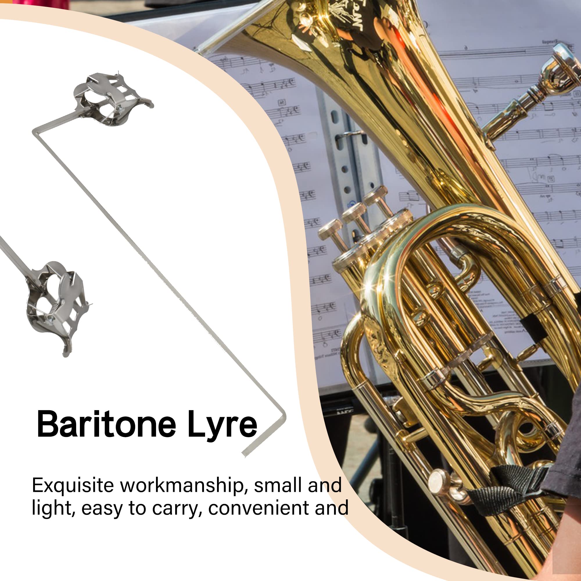 Bstinay 3/4 Vertical Keys Euphonium Marching Clamp-On Silver Music Sheet Clip Music Sheet Clip Replacement for Bass Saxophone
