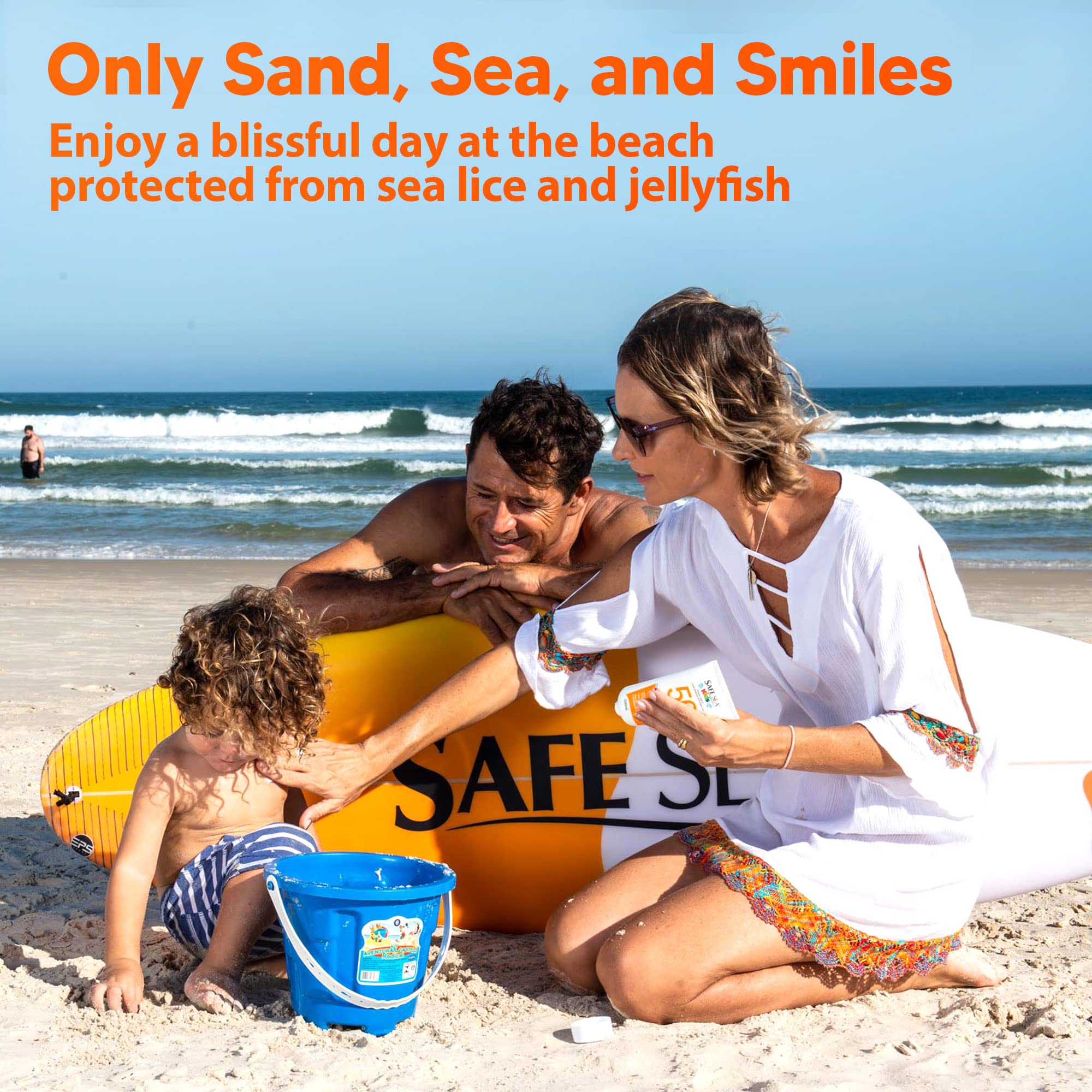 Safe Sea Jellyfish Sting-Blocking Sunscreen for Kids, SPF 50+ Lotion 4oz, Waterproof, Biodegradable, Coral Reef-Safe β Body and Face Sunscreen, Anti-Jellyfish and Sea-Lice sting protection.
