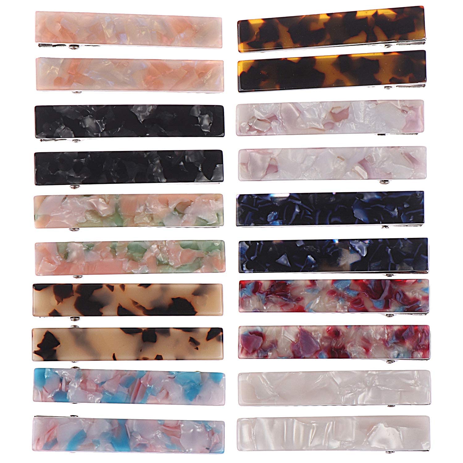 VAIPI 20 Packs Acrylic Hair Clips for Women Styling No Bend Hair Barrettes Cute Resin Flat Hair Pins Girls Makeup Accessories No Crease Hairstyle Snap Clip for Long Short Hair Thick Thin Hair Styling