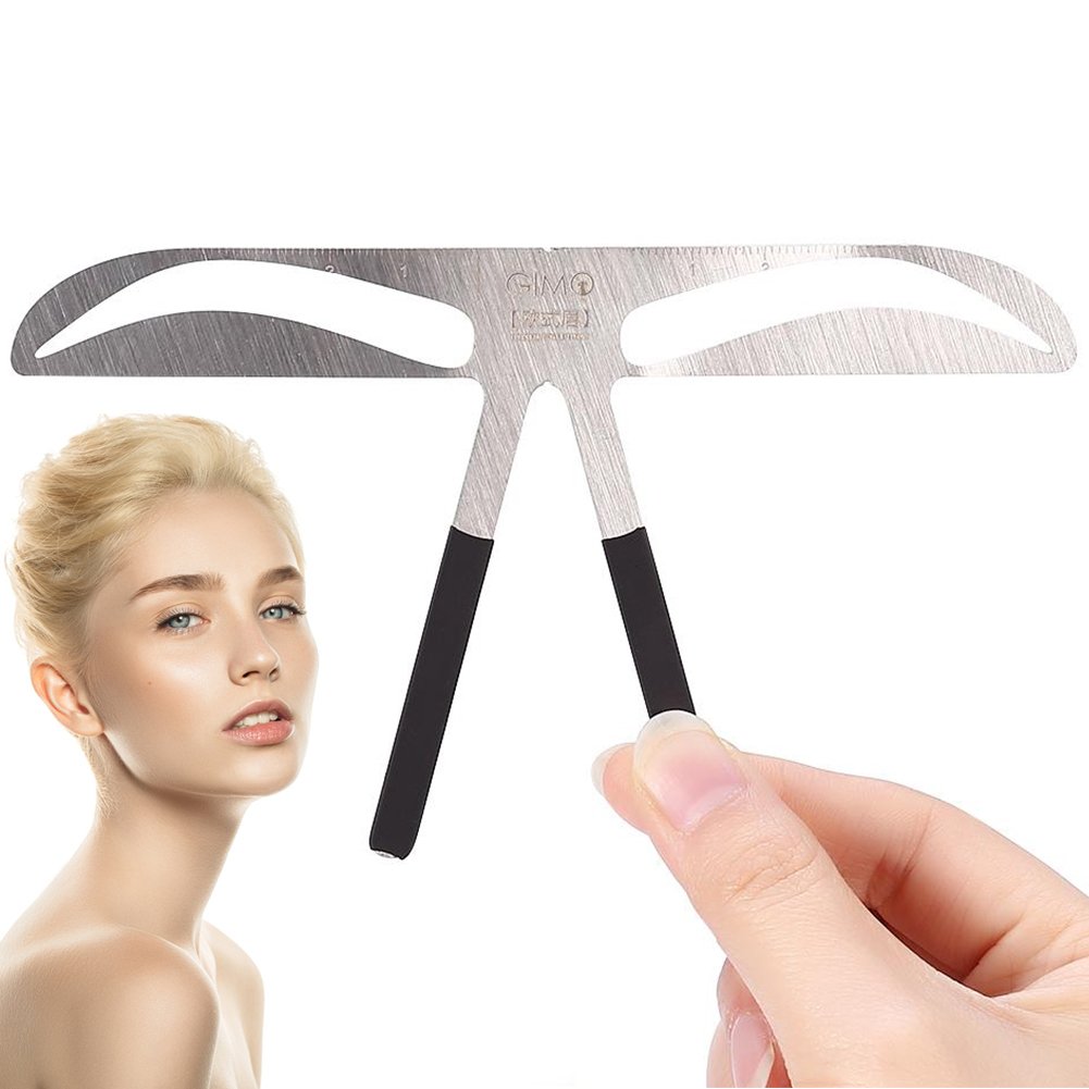 Eyebrow Shaping Stencil Kit Eyebrow Ruler Permanent Tattoo Makeup Stencil Shaper Extension Three-point positioning design Ruler Shape Stencil Stainless Steel Makeup Tool(European Style Eyebrow)