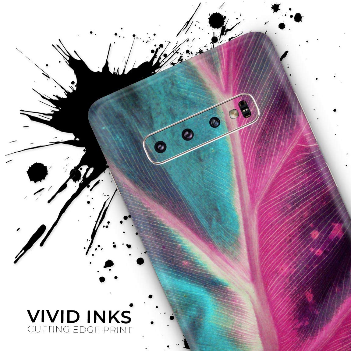 DesignSkinz Neon Pink & Green Leaf Protective Vinyl Decal Wrap Skin Cover Compatible with The Samsung Galaxy S20 (Screen Trim & Back Glass Skin)