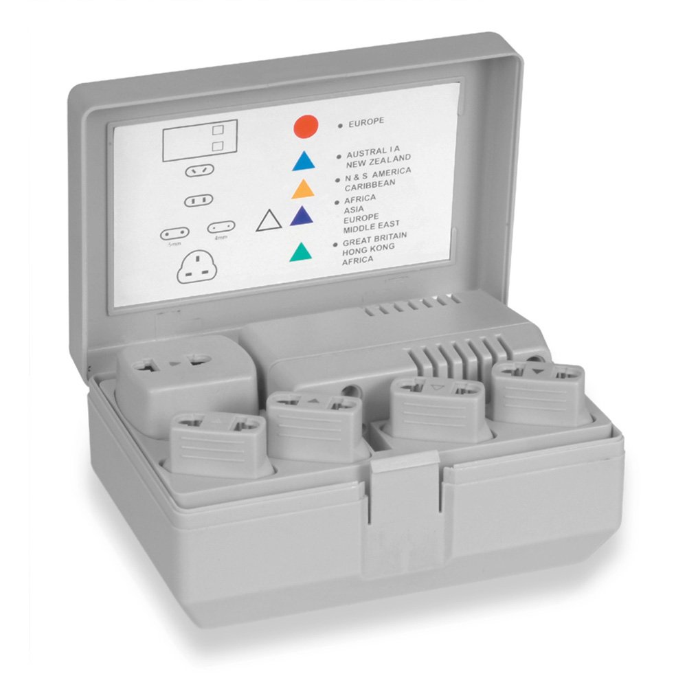 PyleMeters International Travel Voltage Converter Transformer - UK/AU/EU/US Voltage Converter 220 to 110 Step Down Power Converters w/ 6 Worldwide Plug Adapters - Laptop Camera Cell Phone PVKT130.5