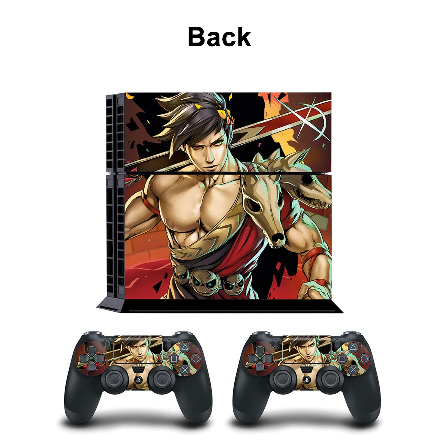 Vinyl Decal Skins for PS4 Console and Controllers- Protective Stickers Cover for PS4 Playstation 4 Console & Two Controllers Accessories -Red and Orange