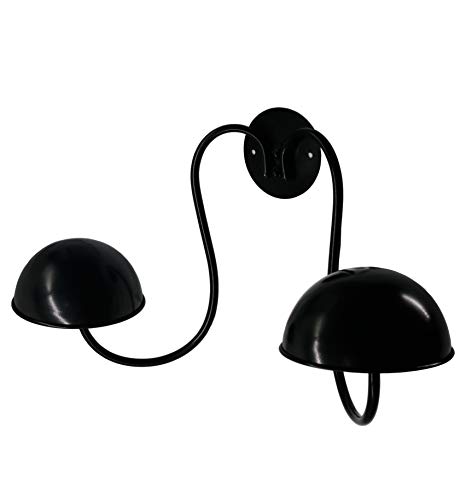 Owlgift Modern Metal Wall Mounted Entryway Retail Hat Rack/Wig Display Stand w/ 2 Circular Hat Hooks, Black
