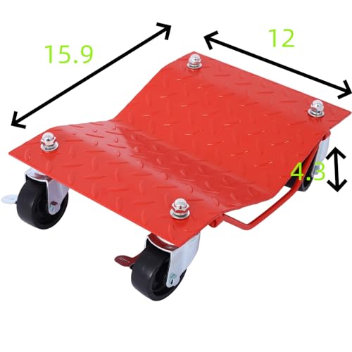 4 Pcs Heavy Duty Car Wheel Dolly Set - 4 Tire Wheel Dollies with 6000lbs Capacity - RED