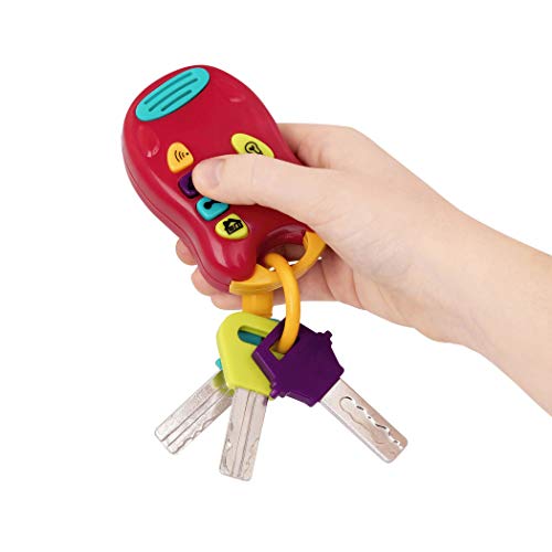 Battat Toy Keys – 3 Keys & Remote with 4 Fun Sounds – Mini Flashlight – Toy Car Keys with Fob for Baby, Toddler – Light & Sound Keys – 10 Months + Red, 6 x 1.25 x 7.5 inches
