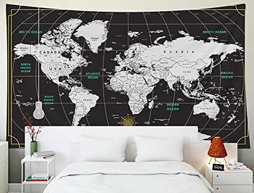 CAPSCEOLL World Map Tapestry Wall Tapestry World Geographical Distribution Tapestry for Men 80X60 Inches