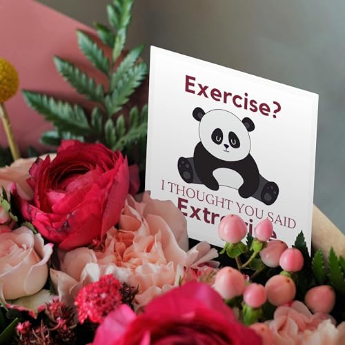 3dRose Greeting Card - Cute Image of Panda with Funny Text Mary Aikeen- Gym Quotes