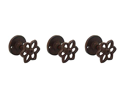 Parisloft Retro Cast Iron Single Hook - Rustic Wall Mounted Metal Hook for Coat, Key, Hat, Towel- Antique Brown - Set of 3
