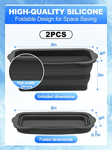 ANPHSIN 2pcs Silicone Grease Cup Liners for Blackstone, Reusable Foldable Grill Drip Pan Liners, Grease Catchers Trays Compatible with Blackstone 36/30/28/22/17inches Griddle (Black 8 x 4 x 3 in)