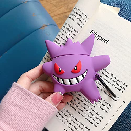 Airpod 3 Case, 2021 with Keychain Cute Cartoon Candy Design Shockproof Skin Protection Accessories Airpod 3rd Silicone Cover. (Geng Ghost Purple)