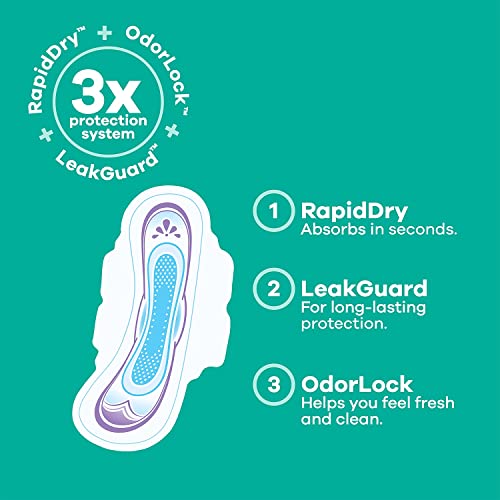 Always Ultra Thin Feminine Pads For Women, Size 3 Extra Heavy Long Absorbency, Multipack, With Wings, Unscented, 38 Count x 3 Packs (114 Count total)