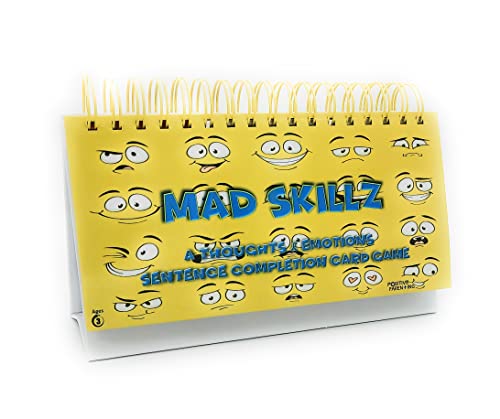 MAD Skillz: A Thoughts & Emotions Sentence Completion Card Game for Taking Control of Feelings/Emotions; Autism; ADHD; Helps Kids Make Positive Choices; Teaches Mindfulness; Hardcover and Laminated
