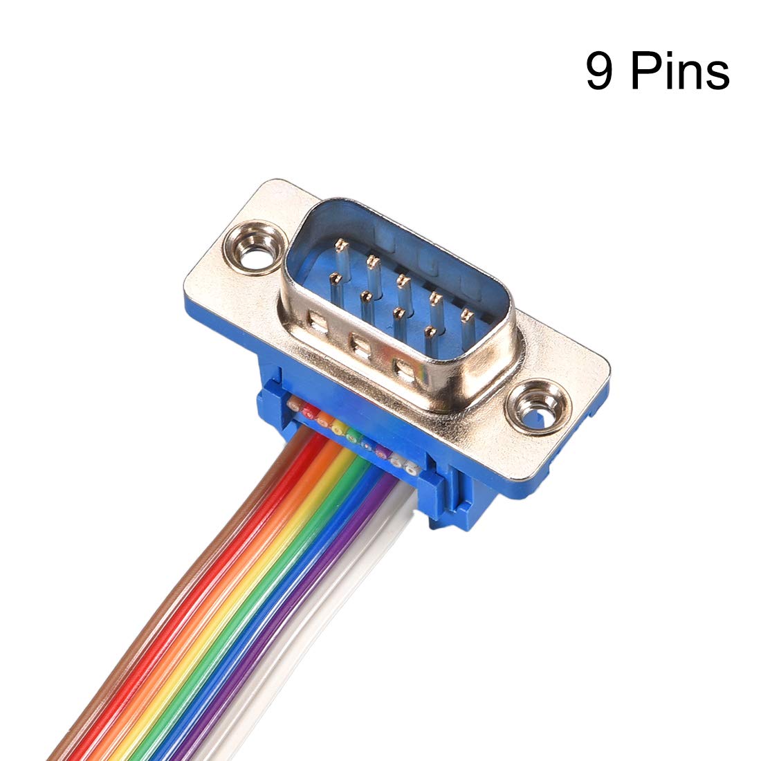uxcell IDC Rainbow Wire Flat Ribbon Cable DB9 Male to DB9 Male Connector 2.54mm Pitch 11.8inch Length