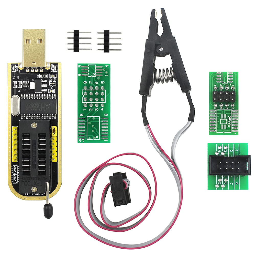 KeeYees SOP8 SOIC8 Test Clip and CH341A USB Programmer Flash for Most of 24 25 Series BIOS Chip with PDF Tutorial