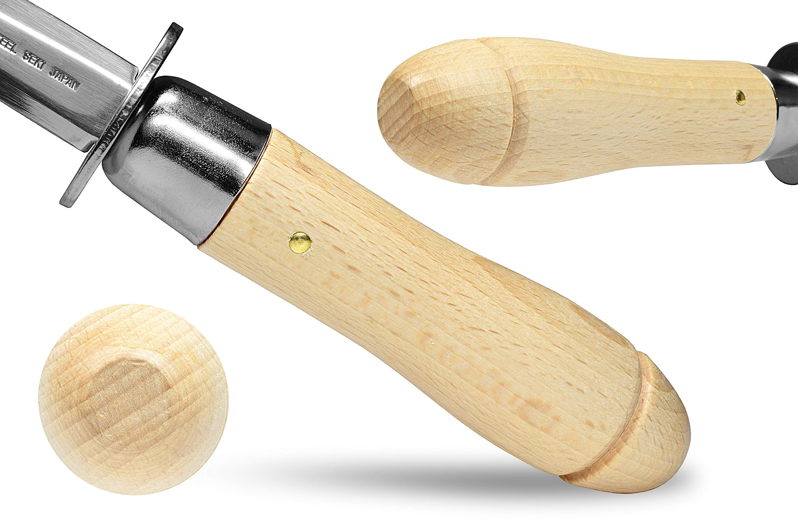 Seki Japan Oyster Knife, Japanese Hand Guard Shellfish Opener, Oyster Shucking 3.7 inch (96 mm) Stainless Blade, Beech Wood Handle