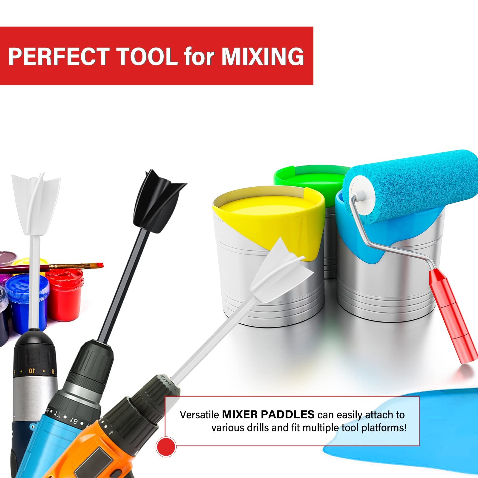 8 Pcs Resin Mixer Paddles for Resin Drill, Epoxy Mixer Attachment for Drill, Paint Mixer/Paint Stirrer for Mixing Resin, Epoxy, Silicone Molds