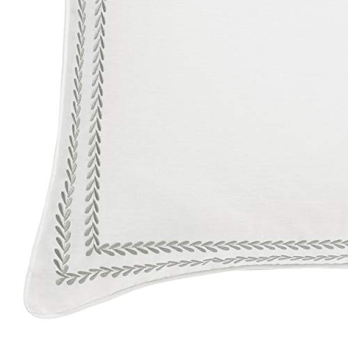 Laura Ashley Home - Euro Sham Set, Smooth Cotton Shams with Zipper Closure, Lightweight & Stylish Home Decor (Stitched Vine Leaf Grey, 2 Piece)
