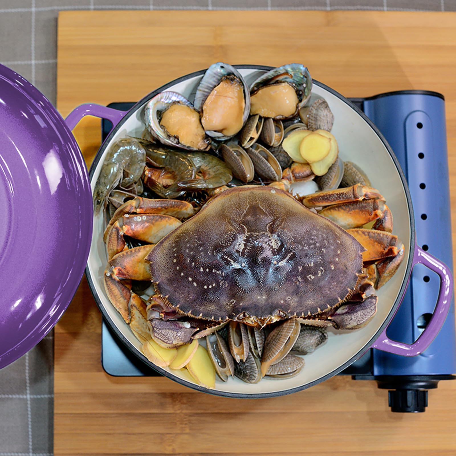 AILIBOO Enameled Cast Iron Dutch Oven,3 Quart Dutch Oven Pot with Lid, Round Dutch Oven Cast Iron Pot with Non Stick Enamel Coating for Bread Baking, Graduated Purple Dutch Oven for Kitchen