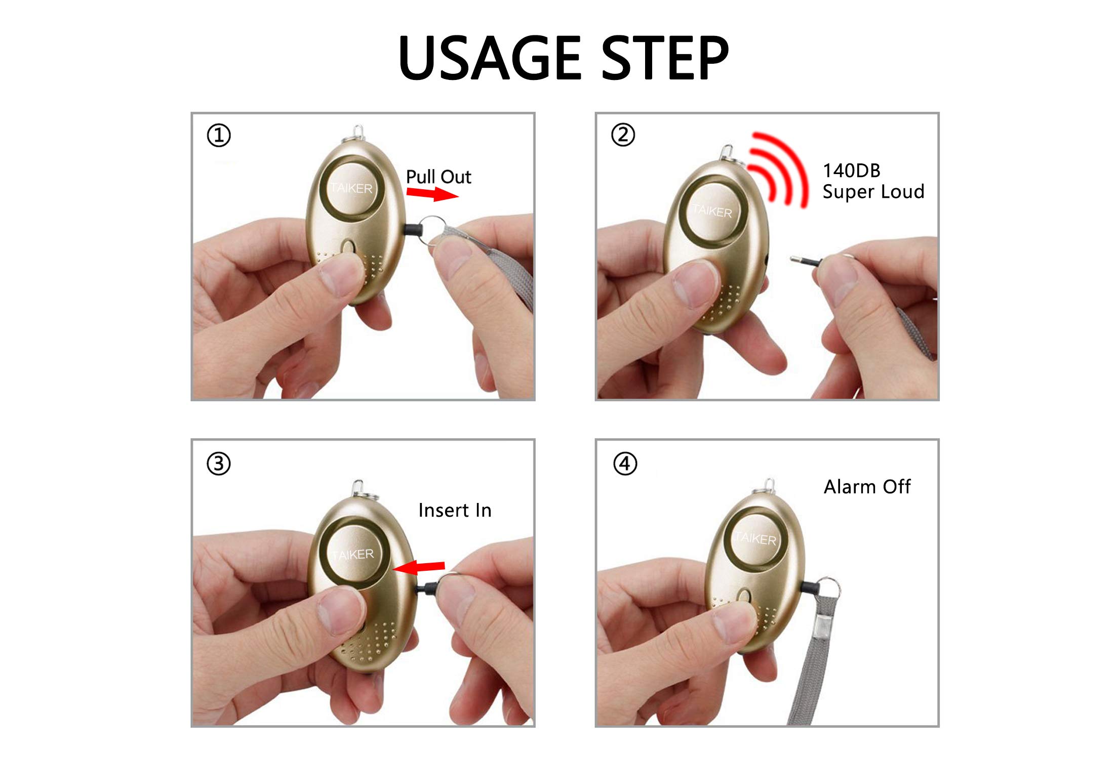 Personal Alarm for Women, 10 Packs 140DB Emergency Self-Defense Security Alarm Keychain with LED Light for Women Kids and Elders (Colorful)