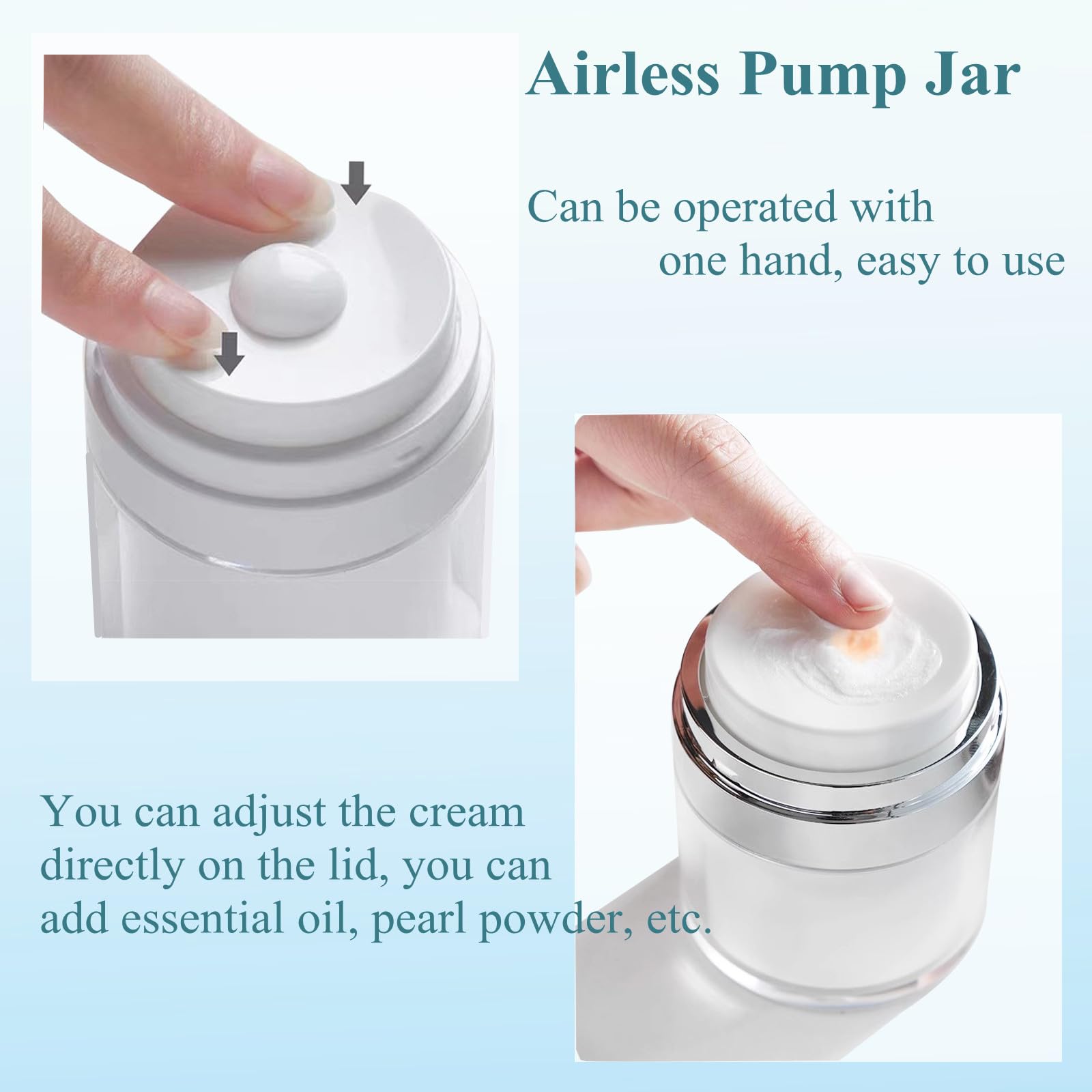 2Pcs Airless Pump Jar,Portable Lotion Dispenser,Empty Refillable Travel Face Cream Lotion Container Pot for Lotions, Creams, Serums,Eye Cream,30/50ml (30ml, White)