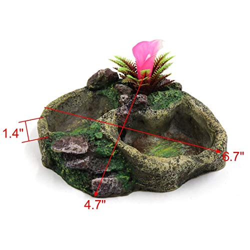 Resin Reptile Platform Artificial Tree Trunk Reptile Food Dish Food Water Bowl Lizard Crawling Platform for Lizard Turtle Gecko Water Frog Snake Amphibian Other Reptile