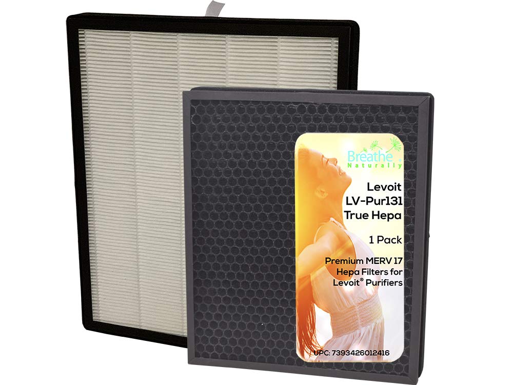 Breathe Naturally - Extra Thick Replacement Filters Compatible with Levoit LV-PUR131, LV-PUR131-RF, LV-PUR131S Air Purifiers - Easy to Install(1 True HEPA Replacement Filter, 1 Activated Carbon Pad)