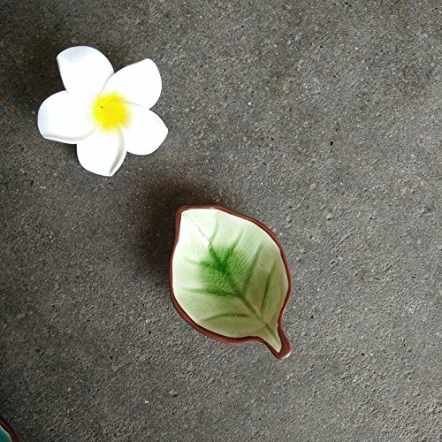 Colias Wing Colorful Leaf Shape Design Multipurpose Porcelain Side Dish Bowl Seasoning Dishes Soy Dipping Sauce Dishes(Set of 6)-Small