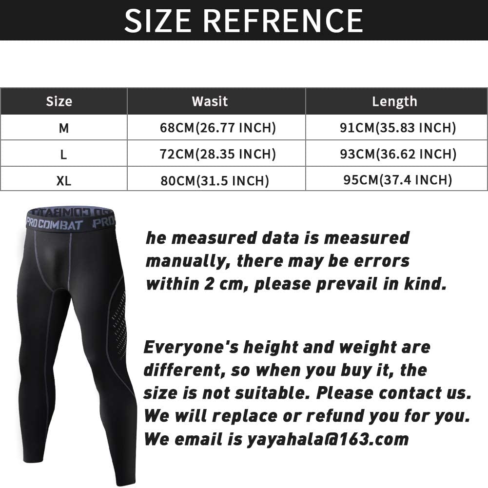3 Pack Men's Thermal Compression Pants, Athletic Running Tights & Sports Leggings, Winter-Gear Base Layer Bottoms (Large) Black