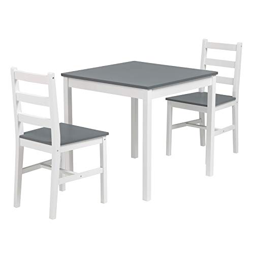 Alohappy Dining Table Set Wood Kitchen Table Dining Table and Chairs 3PCS for 2 Person for Saving Space Dinning Room Restaurant Pub, Grey
