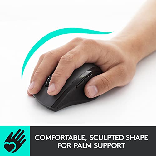Logitech M705 Marathon Wireless Mouse, 2.4 GHz USB Unifying Receiver, 1000 DPI, 5-Programmable Buttons, 3-Year Battery, Compatible with PC, Mac, Laptop, Chromebook - Black