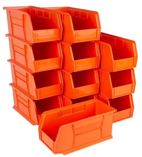 Hudson Exchange 11" x 5-1/2" x 5" (12 Pack) Plastic Stackable Storage Bin and Hanging Container, Orange