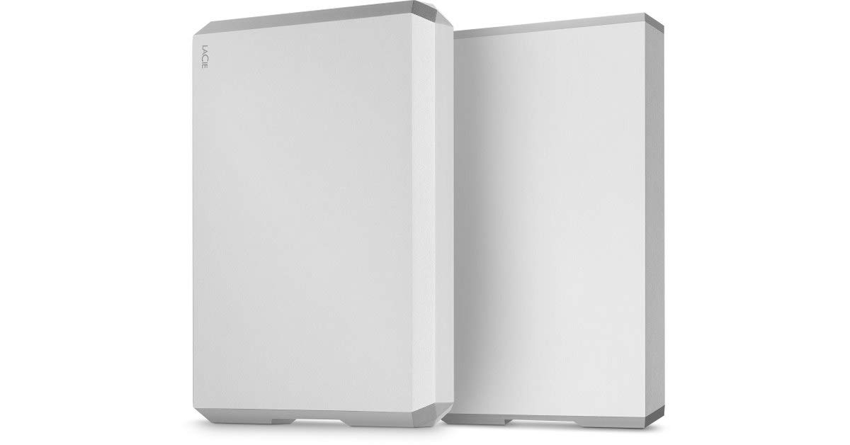 LaCie Mobile Drive, 4 TB , External Hard Drive HDD – Moon Silver, USB-C USB 3.0, With Rescue Services (STHG4000400)
