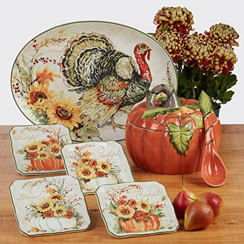Certified International Harvest Morning Rectangular Platter, 14'' x 10'', Multicolor