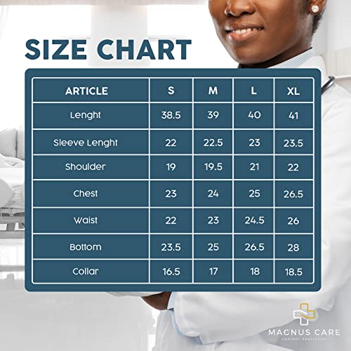 Magnus Care Professional Lab Coat for Women & Men, White Unisex Labcoat, Cotton Poly Medical Doctor Nurse Med Laboratory Coat