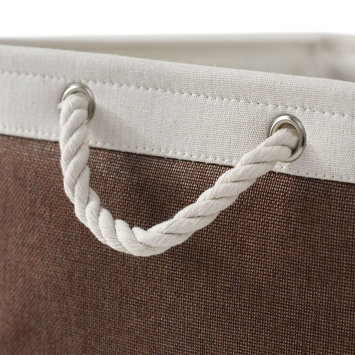 Sacyic Storage Baskets for Shelves, Fabric Baskets for Organizing, Collapsible Storage Bins for Closet, Nursery, Clothes, Toys, Home & Office [9-Pack, White&Brown]