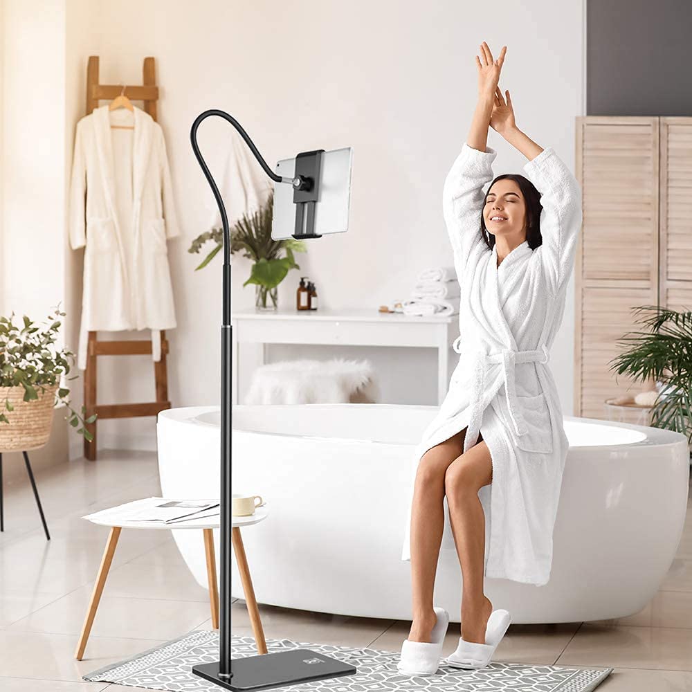 Viowey Gooseneck Phone Holder, Height Adjustable Tablet Floor Stand Holder Compatible with 4.6"- 12.9"Cellphone, Tablet, iPhone, iPad Pro Air Mini, Tablet, Kindle, 360° Rotation